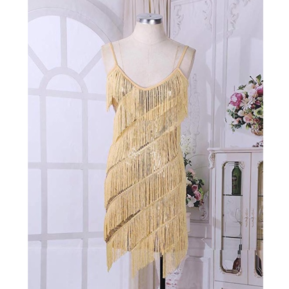 Dresses | Gold Dress With Shingles | Poshmark